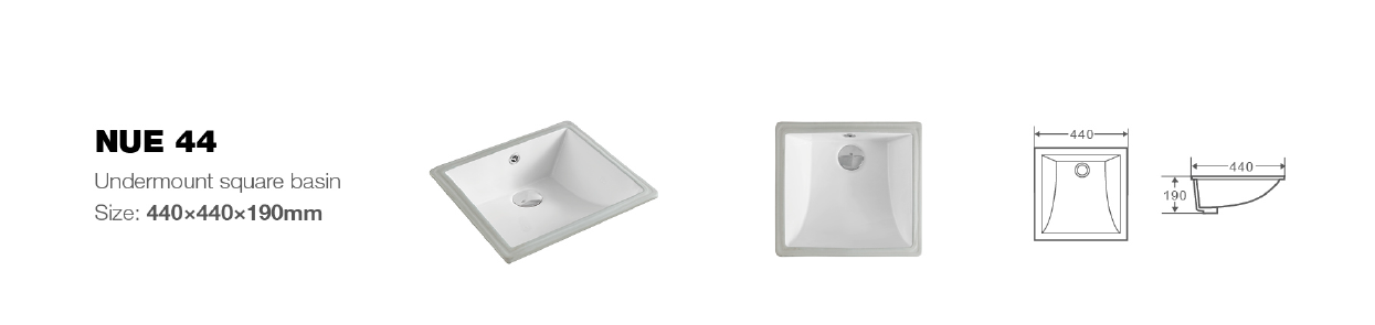 Nueva Bathware Nue 440mm Square Undermount Ceramic Basin | Temple & Webster
