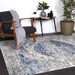 Grey & Navy Blue Delicate Distressed Rug | Temple & Webster