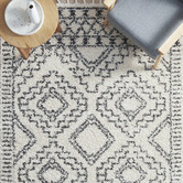 Network Rugs White & Charcoal Mahdi Moroccan Power-Loomed Shag Rug ...