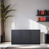 Corner Office Black Helena 3 Door Sideboard Buffet | Temple & Webster