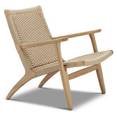 Continental Designs Hans Wegner Replica Oak Wood & Rattan Lounge Chair ...