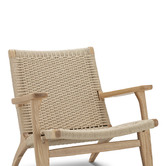 Continental Designs Hans Wegner Replica Oak Wood & Rattan Lounge Chair ...