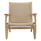 Continental Designs Hans Wegner Replica Oak Wood & Rattan Lounge Chair ...