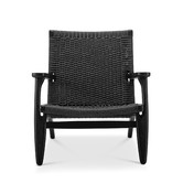 Continental Designs Hans Wegner Replica Oak Wood & Rattan Lounge Chair ...