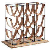 Linea Furniture Celce Mango Wood & Leather Wine Rack | Temple & Webster