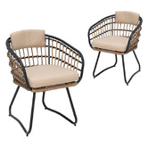 Beige Nate Rattan Outdoor Dining Chairs | Temple & Webster