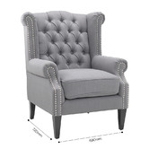 Hyde Park Home Grey Duke Wingback Armchair | Temple & Webster