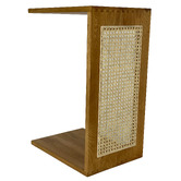 BayviewLiving Ollie C-Shaped Oak Wood & Rattan Side Table | Temple ...