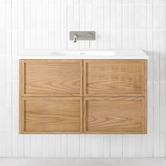 Temple & Webster Cali 900mm Vanity Package with Round Shaving Cabinet