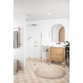Temple & Webster Blanca Left Fluted Glass Arch Shower Screen