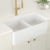 Temple & Webster Bowral 830mm Double Fireclay Kitchen Sink