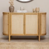 Temple & Webster Alexandra Curved Mango Wood & Rattan Sideboard