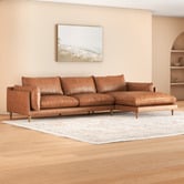 Temple & Webster Terry 3 Seater Genuine Leather Sofa with Chaise