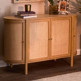 Temple & Webster Alexandra Curved Mango Wood & Rattan Sideboard