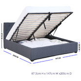 Milano Charcoal Capri Luxury Gas Lift Storage Bed | Temple & Webster