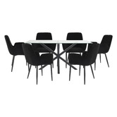 Ever Dreaming Living 6 Seater Kamala Sherpa Dining Table & Chair Set ...