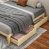 HoxtonRoom Kiri Pine Wood Bed with Underbed Storage | Temple & Webster