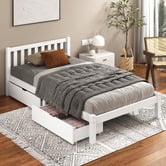 HoxtonRoom Hazel Pine Wood Bed with Underbed Storage | Temple & Webster