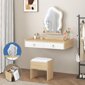 HoxtonRoom 2 Piece Audrey Floating LED Dressing Table & Stool Set ...