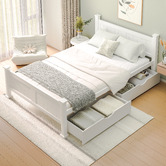 LivingFusion Clara Pine Wood Bed Frame with Storage | Temple & Webster