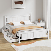 LivingFusion Clara Pine Wood Bed Frame with Storage | Temple & Webster