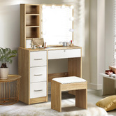 LivingFusion 2 Piece Giselle LED Dressing Table & Stool Set | Temple ...