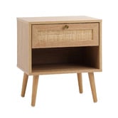 LivingFusion Vesta Rattan Bedside Table | Temple & Webster