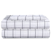 Charcoal Windowpane Organic Washed Cotton Sheet Set | Temple & Webster