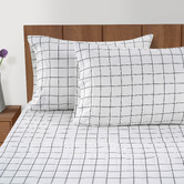 Charcoal Windowpane Organic Washed Cotton Sheet Set | Temple & Webster
