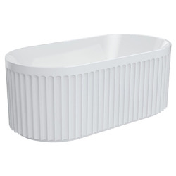 Eleanor Gloss White Acrylic Fluted Freestanding Bath | Temple & Webster