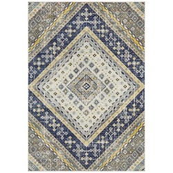 Network Rugs Navy & Ivory Diamond Vintage Look Rug | Temple & Webster