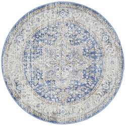Network Rugs Ocean Blue Vintage Look Round Rug | Temple & Webster