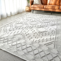 Natural White & Grey Textured Ida Rug | Temple & Webster