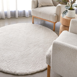 Network Rugs Cream Cleo Ultra Plush Machine Washable Round Rug | Temple ...
