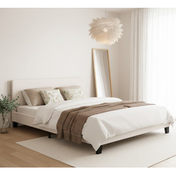 Mikasa Furniture White Makoto Faux Leather Bed Frame | Temple & Webster
