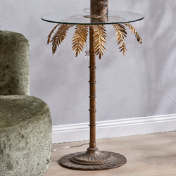 The Home Collective Gold Palm Tree Side Table | Temple & Webster