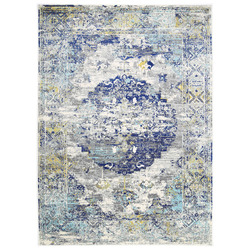 Lifestyle Floors Grey & Navy Blue Delicate Distressed Rug | Temple ...
