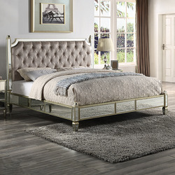 Southern Stylers Sierra Mirrored & Upholstered Bed Frame | Temple & Webster