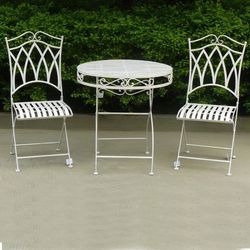 Cast Iron Outdoor Albany 3 Piece Antique White Wrought Iron Dining Set ...