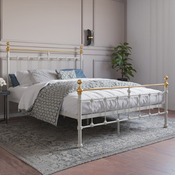 Rawson & Co White & Gold Elizabeth Steel Bed | Temple & Webster