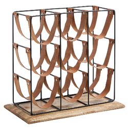 Linea Furniture Celce Mango Wood & Leather Wine Rack | Temple & Webster