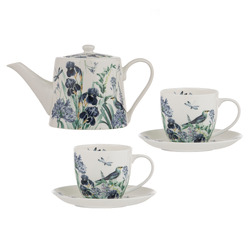 5 Piece Iris Garden Teapot & Cup Set | Temple & Webster