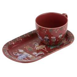 2 Piece Burgundy 440ml Mug & Plate Set | Temple & Webster