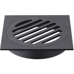 110mm Square Black Floor Waste | Temple & Webster