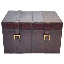 Kundra Decor Genuine Leather Trunk Box | Temple & Webster
