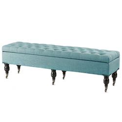 Hyde Park Home Large Teal Ruby Storage Dressing Bench | Temple & Webster