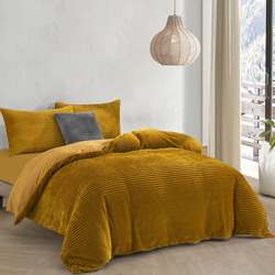 Aldrin Home Mustard Embossed Quilt Cover Set | Temple & Webster