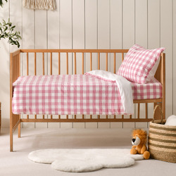 Aldrin Home Pink Pearl Gordon Cotton Cot Quilt Cover Set | Temple & Webster