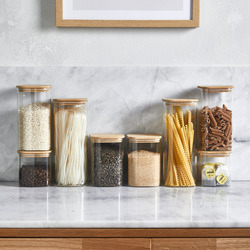 Ecology 8 Piece Pantry Square Glass Canister Set | Temple & Webster