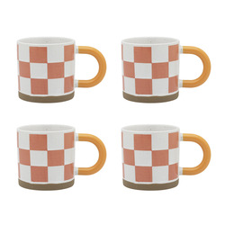 Porto Modelli Checkers 330ml Stoneware Mugs | Temple & Webster
